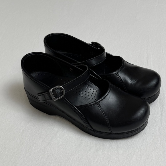Dansko | Shoes | Dansko Marcelle Black Leather Slip On Mary Jane Clogs ...
